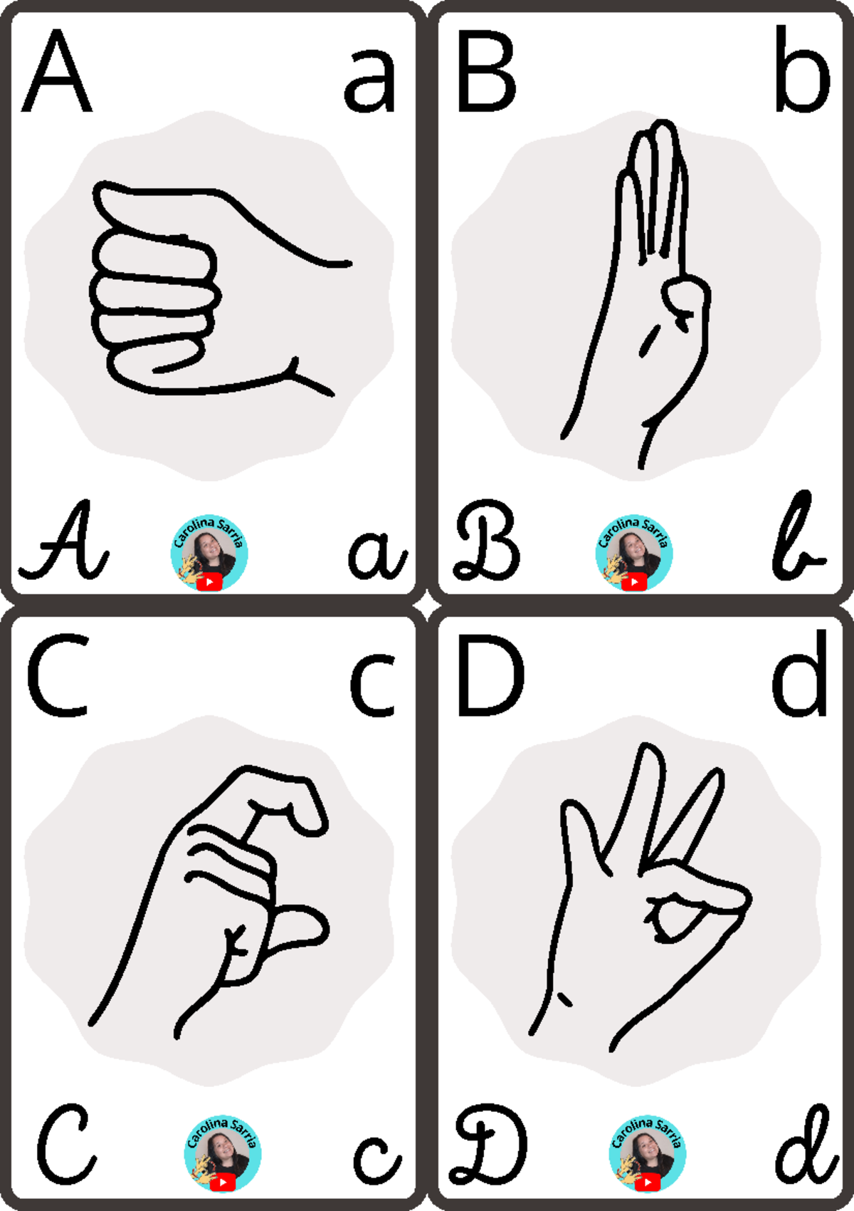 ABC - LSA - LENGUA DE SEÑAS ARGENTINA - lengua - A a B b A a A B b b C ...