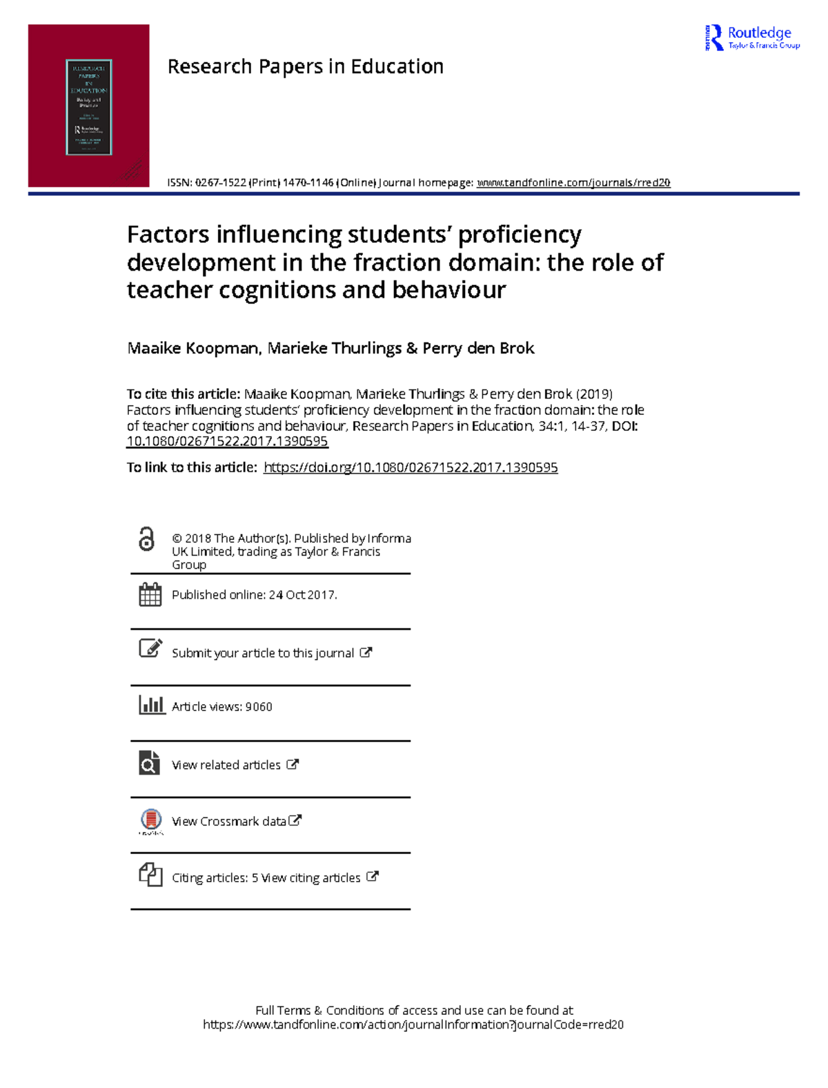 Factors influencing students proficiency development in the fraction ...