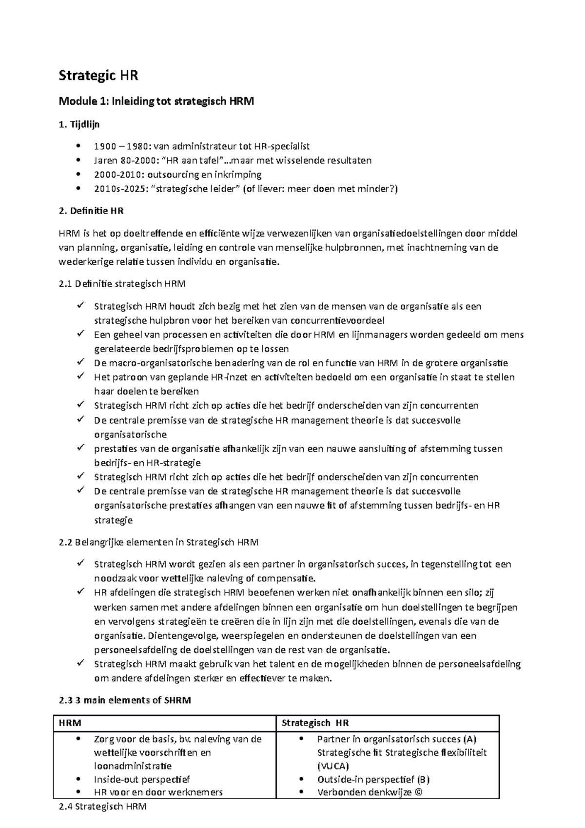 Strategic HR in het nederlands - Strategic HR Module 1: Inleiding tot ...