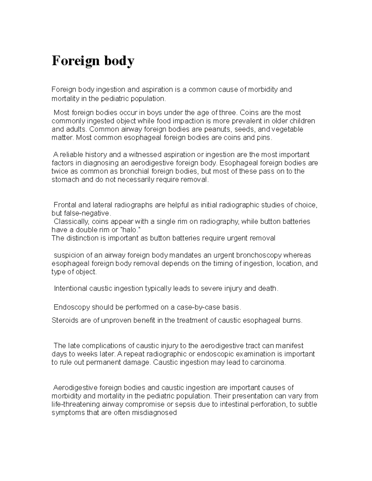 211-foreign bodies - Resumenes Articulos - Foreign body Foreign body ...