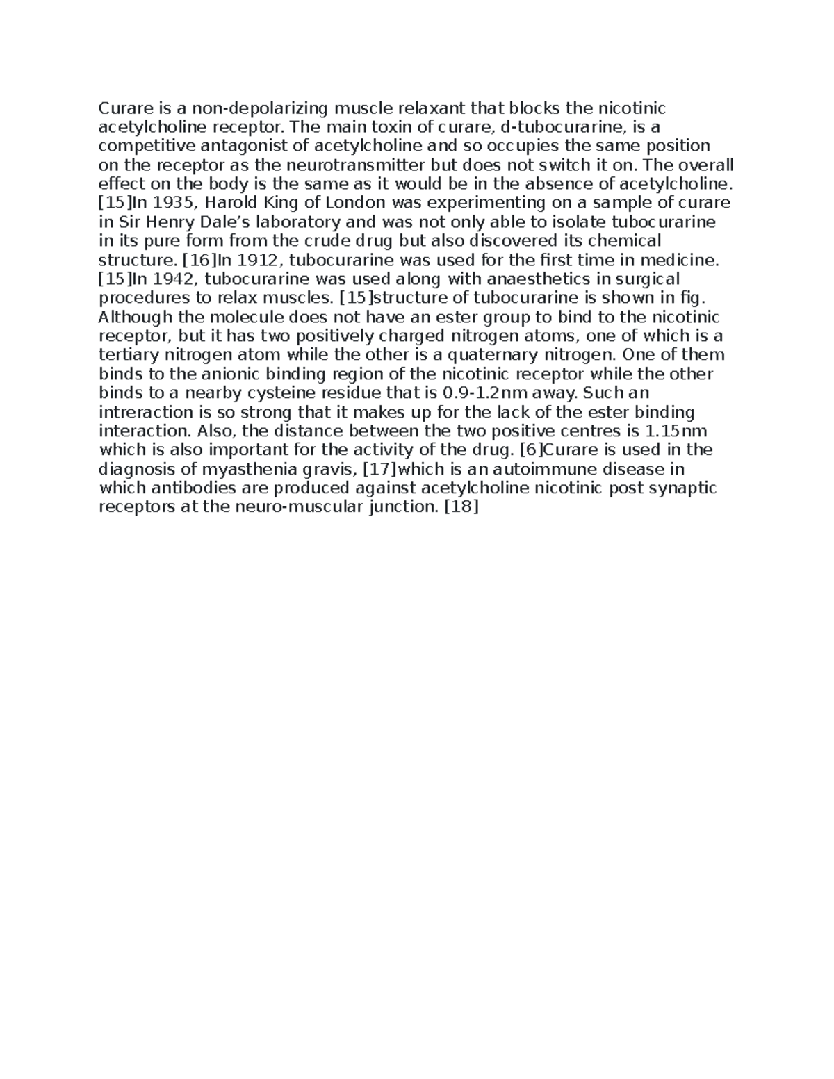 2402 - nursing - Curare is a non-depolarizing muscle relaxant that ...