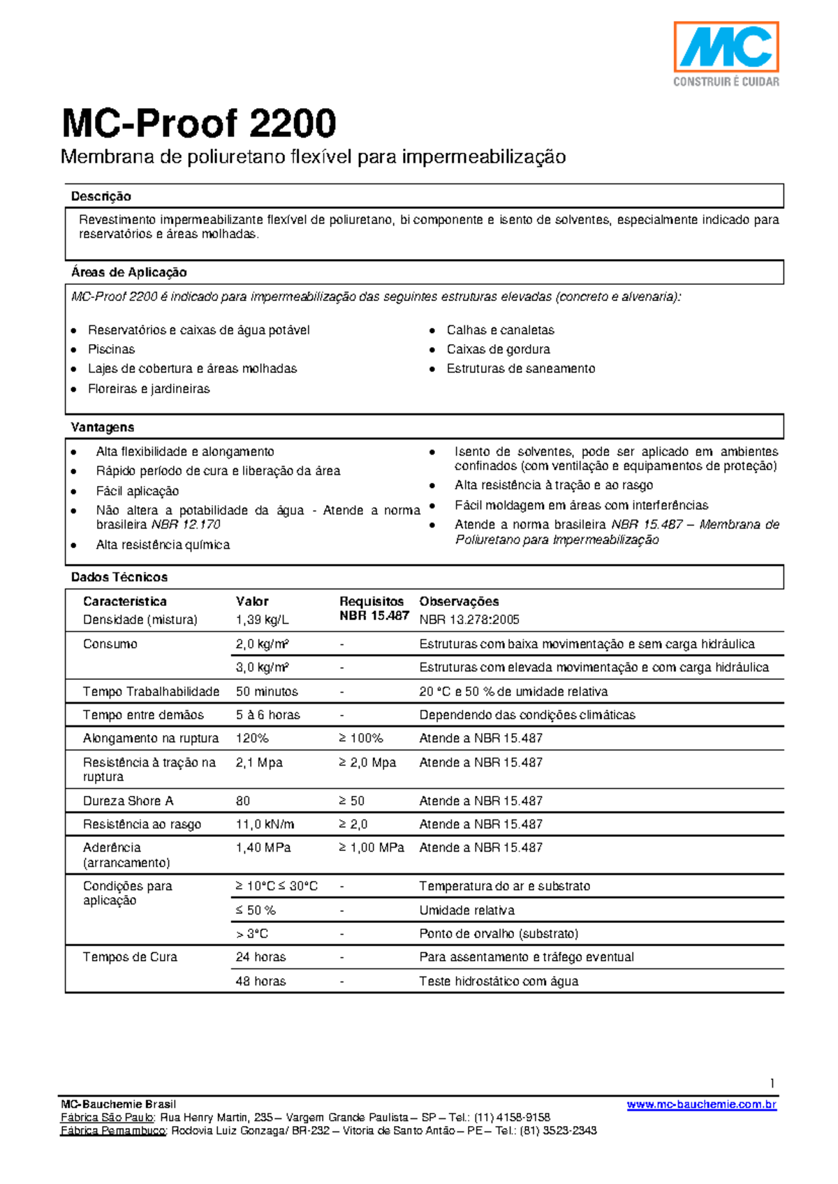 MC-Proof 2200 - aluno - 1 MC-Bauchemie Brasil mc-bauchemie.com Fábrica ...