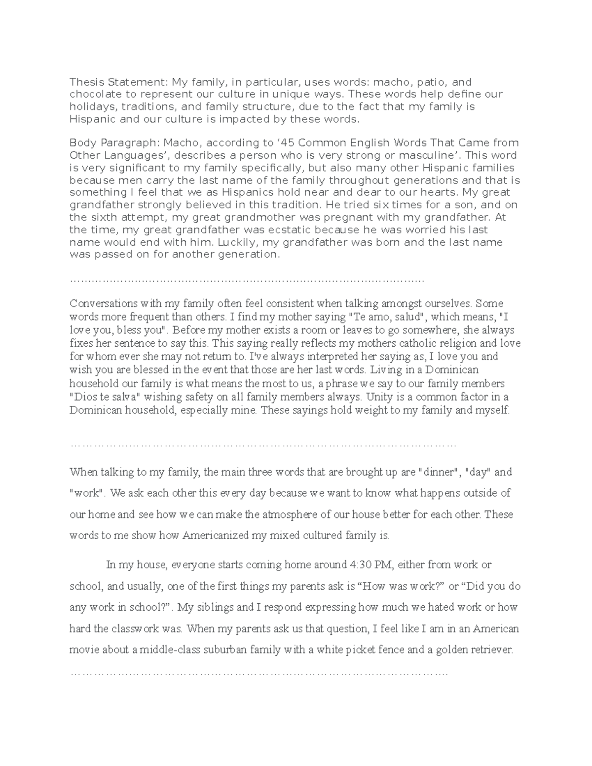 ENC 1101 Sample Thesis Statements and Body paragraphs - Thesis ...