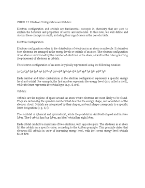 Chem 17 - Electron Configuration and Orbitals - CHEM 17: Electron ...