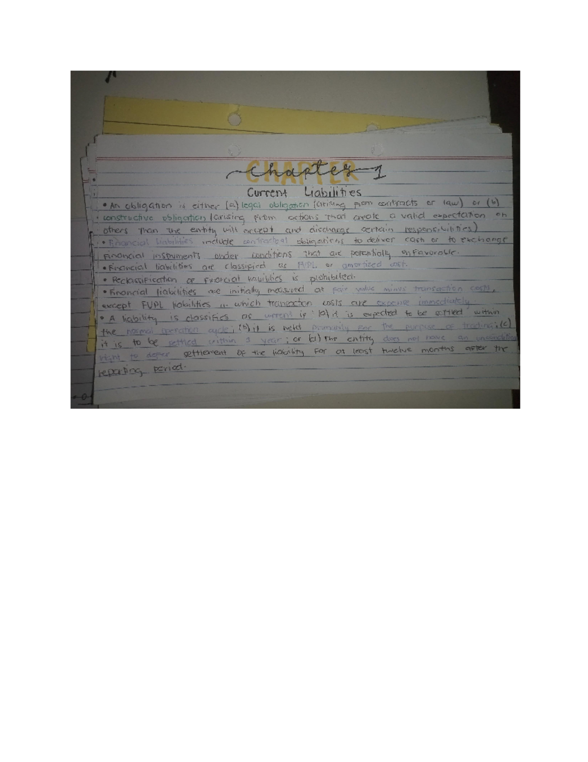 Current Liabilities - Reclassification OF Financial liabilities is ...