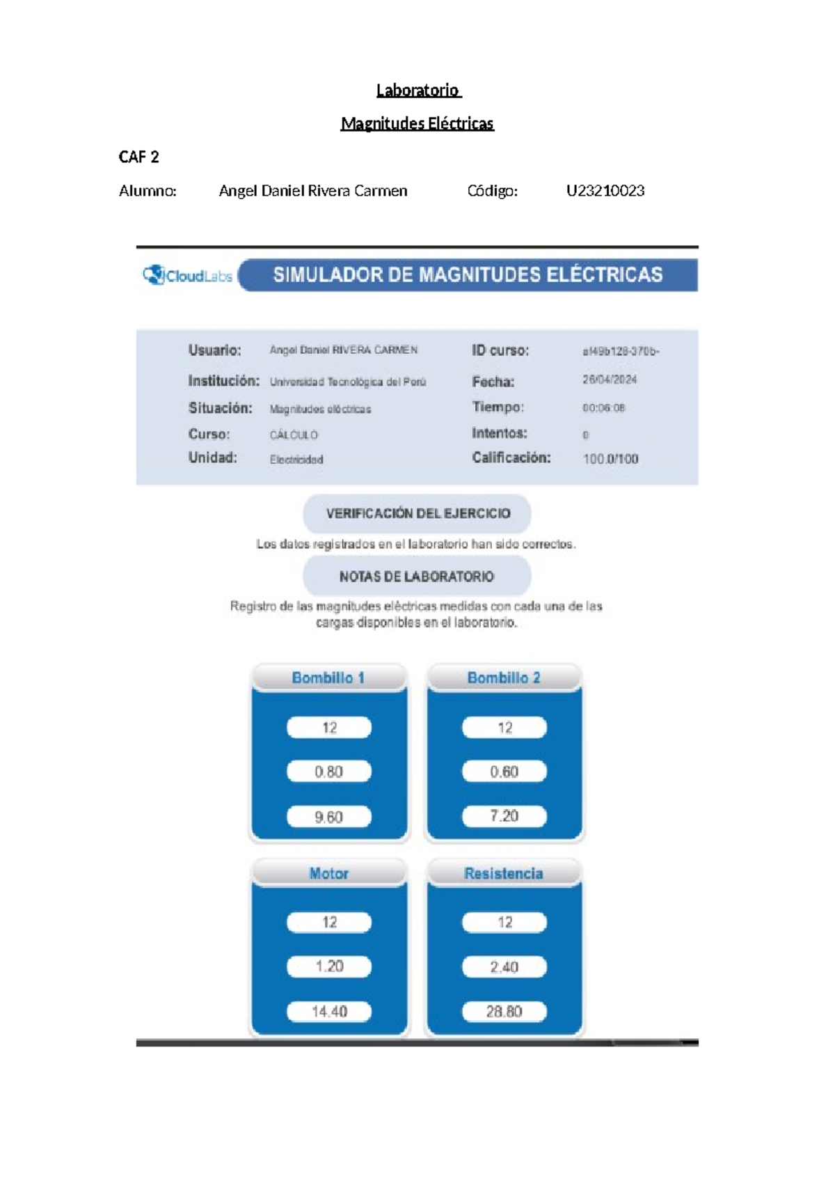 Laboratorio Magnitudes Electricas - CALCULO APLICADO A LA FISICA 2 - Laboratorio Magnitudes ...