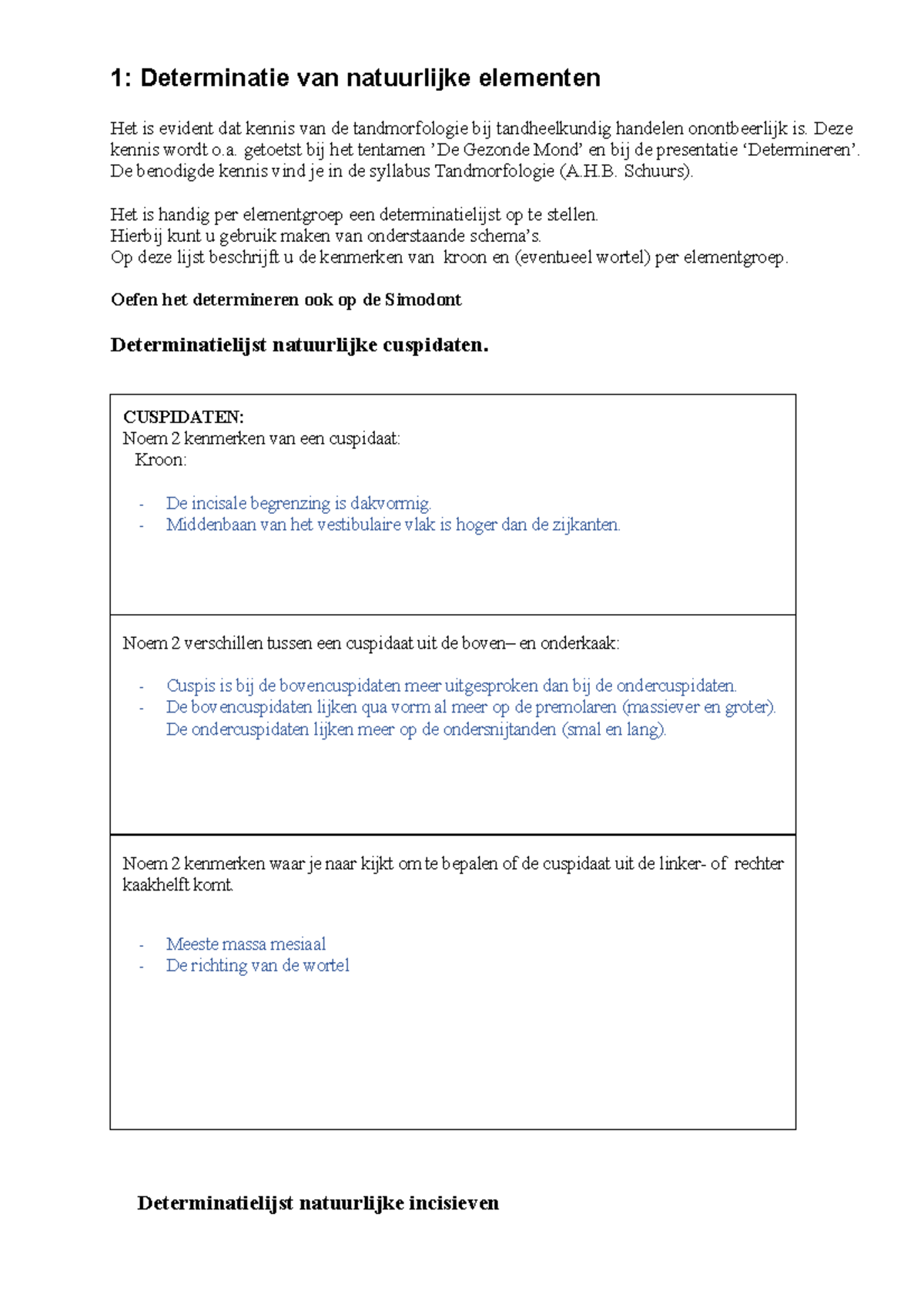 Opdracht 6 determinatielijsten - 1: Determinatie van natuurlijke ...