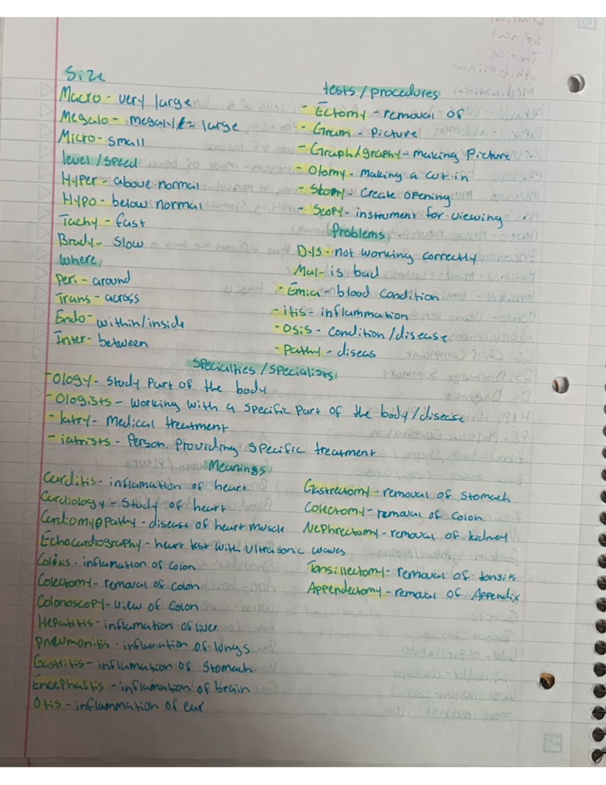 Medical terminology notes - HIM 1101 - Sinclair - Studocu