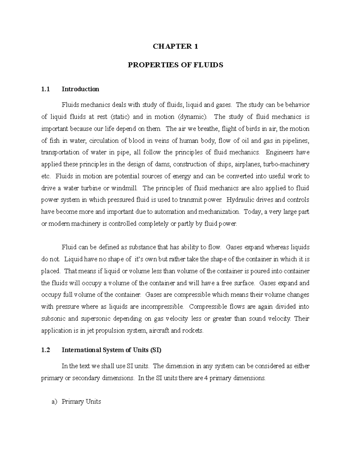 Chapter 1 Properties OF Fluids - CHAPTER 1 PROPERTIES OF FLUIDS 1 ...