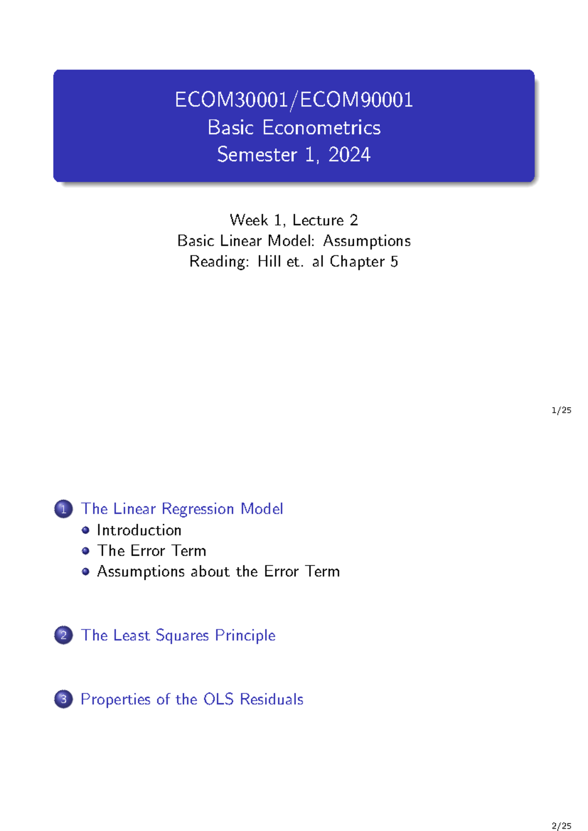 Week1 lecture 2 - ECOM30001/ECOM Basic Econometrics Semester 1, 2024 ...