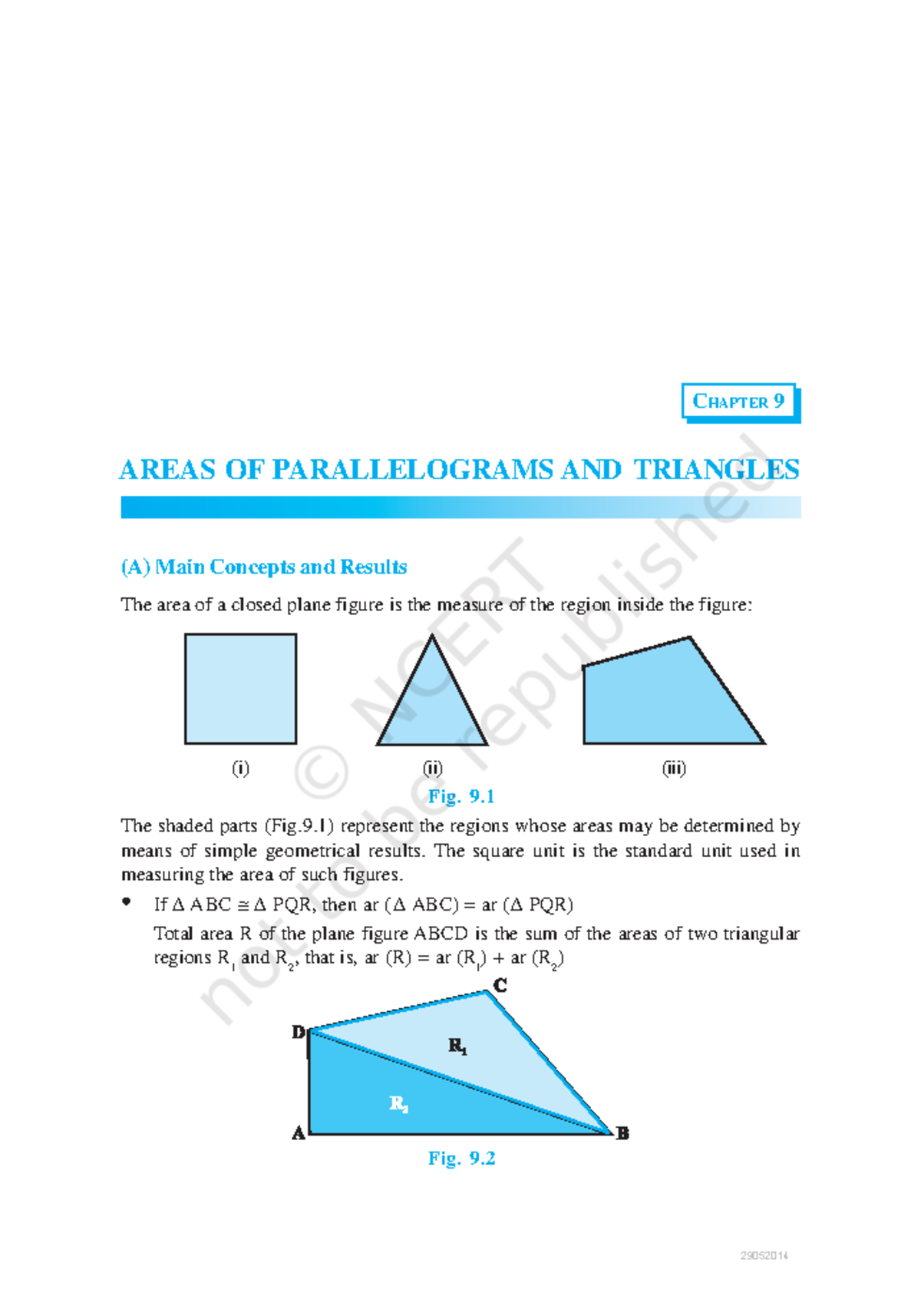 AREAS OF PARALLELOGRAMS AND TRIANGLES - (A) Main Concepts and Results ...