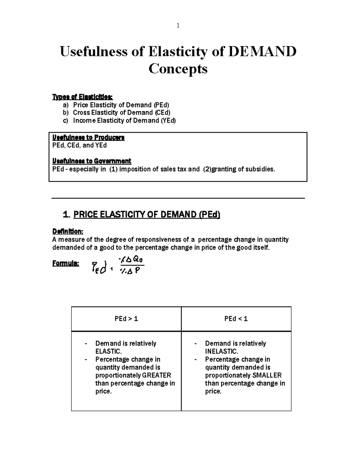 Usefulness of Elasticity Concepts new Syll - Usefulness of Elasticity of DEMAND Concepts Types ...