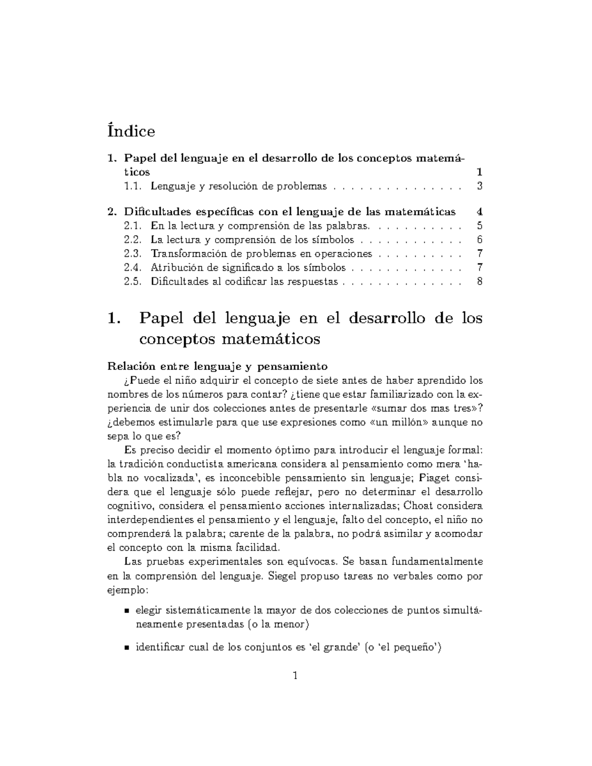 TEMA 3 MATE - 0000000000 - Índice Papel del lenguaje en el desarrollo de los conceptos matemá ...
