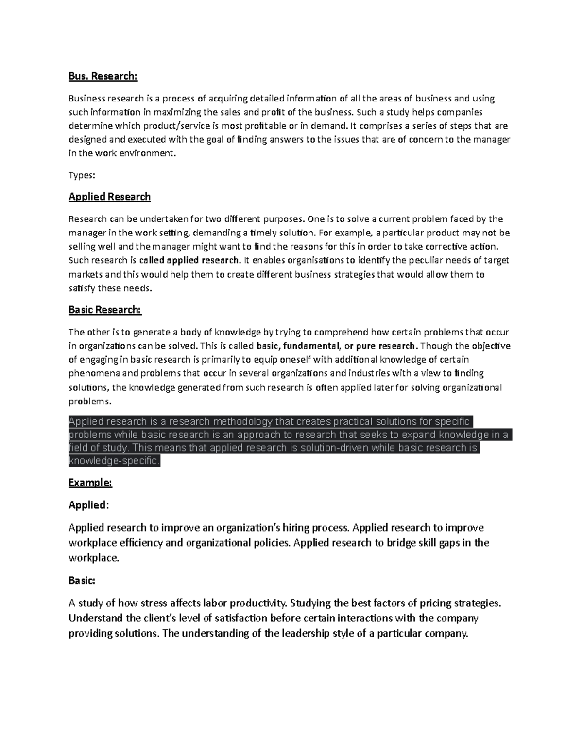 Brm paper - it is my work - Bus. Research: Business research is a ...