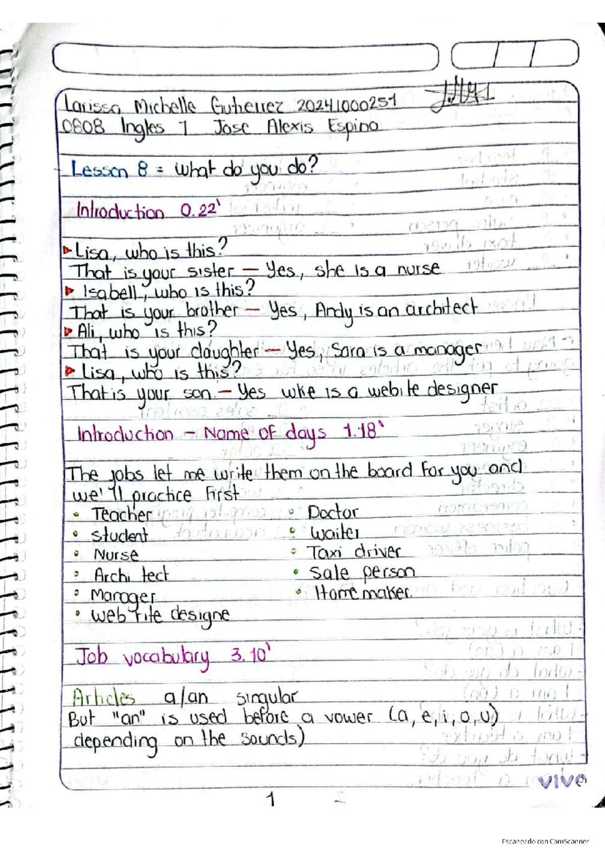 Lesson 8: Ingles - Larissa Michelle Guheliez 0808 Ingles 1 Jose Alexis ...