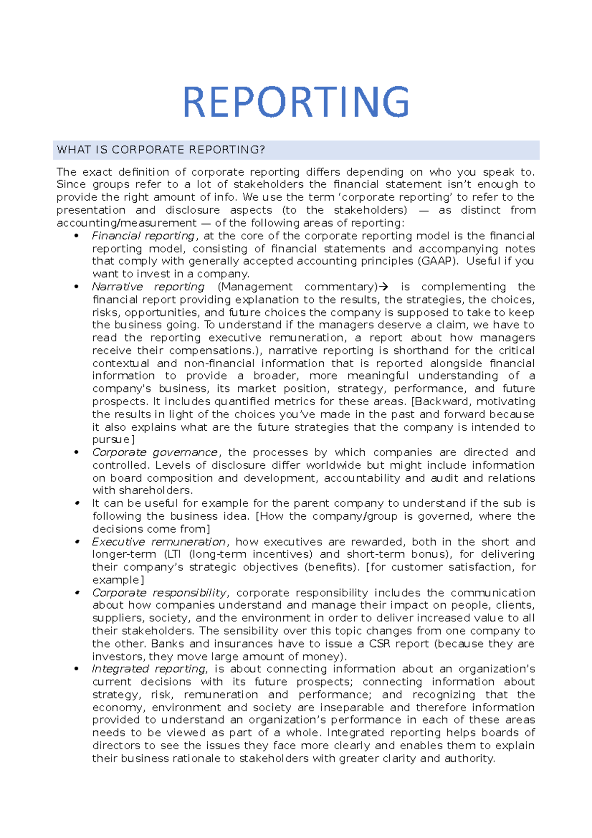 Reporting - prof Rossignoli - REPORTING WHAT IS CORPORATE REPORTING ...