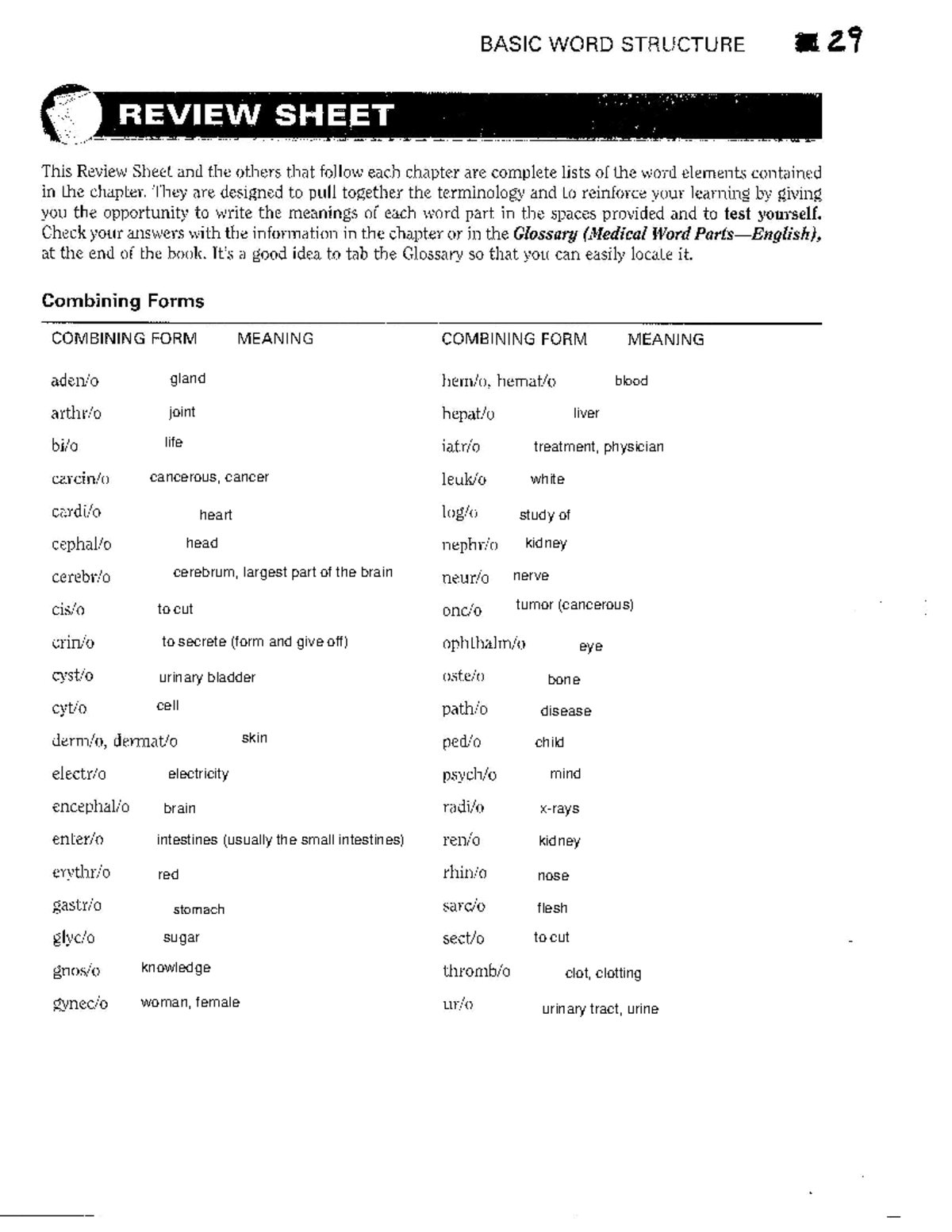 Medical Terminology Chapter 1 Review - blood stomach heart gland joint ... Medical Terminology Chapter 1 Review - blood stomach heart gland joint ...