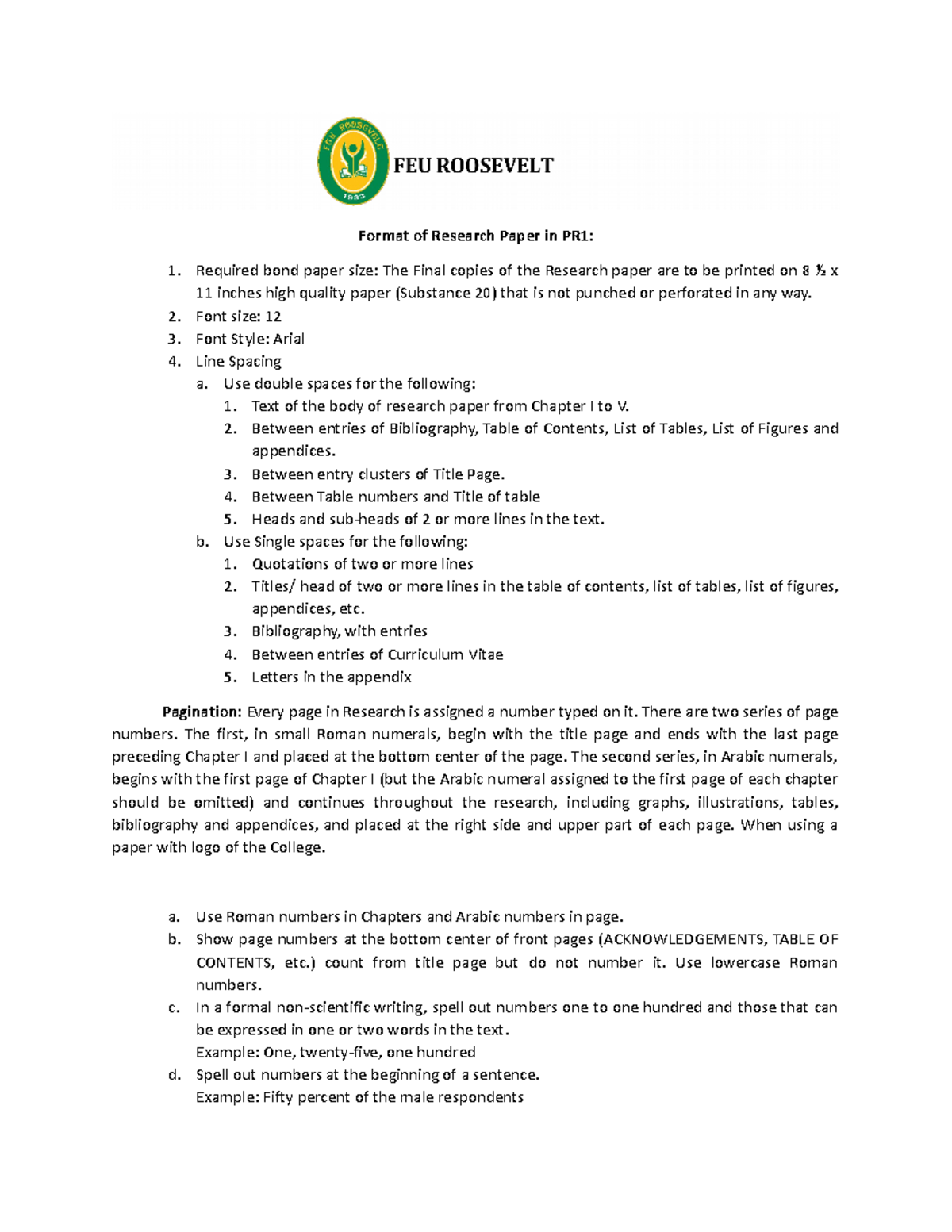 Format - none - Format of Research Paper in PR1: Required bond paper ...