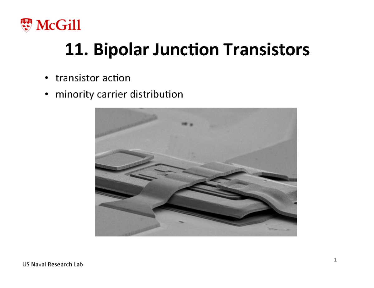 19 BJT transistor action - Ecse 533 - McGill - Studocu
