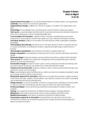 Intro to management chapter 2 notes - Chapter 2 Introduction to ...