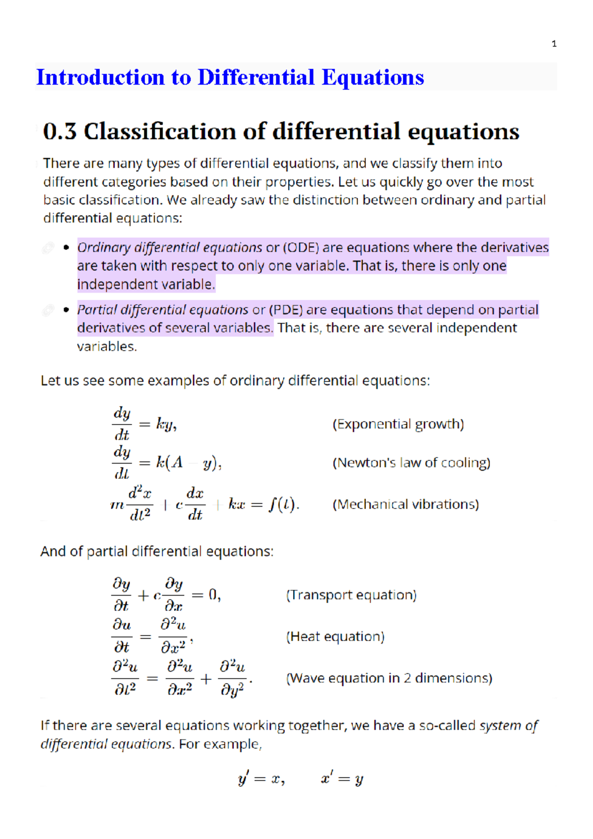 Introduction to Differential Equations - Engineering - Studocu