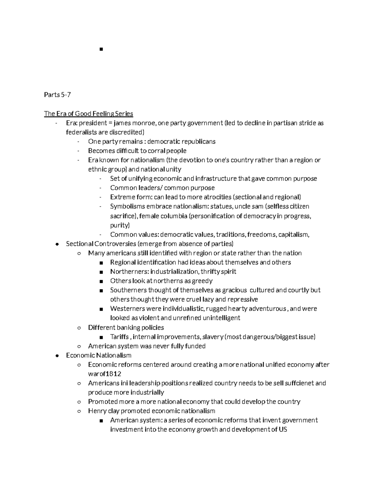 History 3 - pt 2 notes - Parts 5- The Era of Good Feeling Series - Era ...