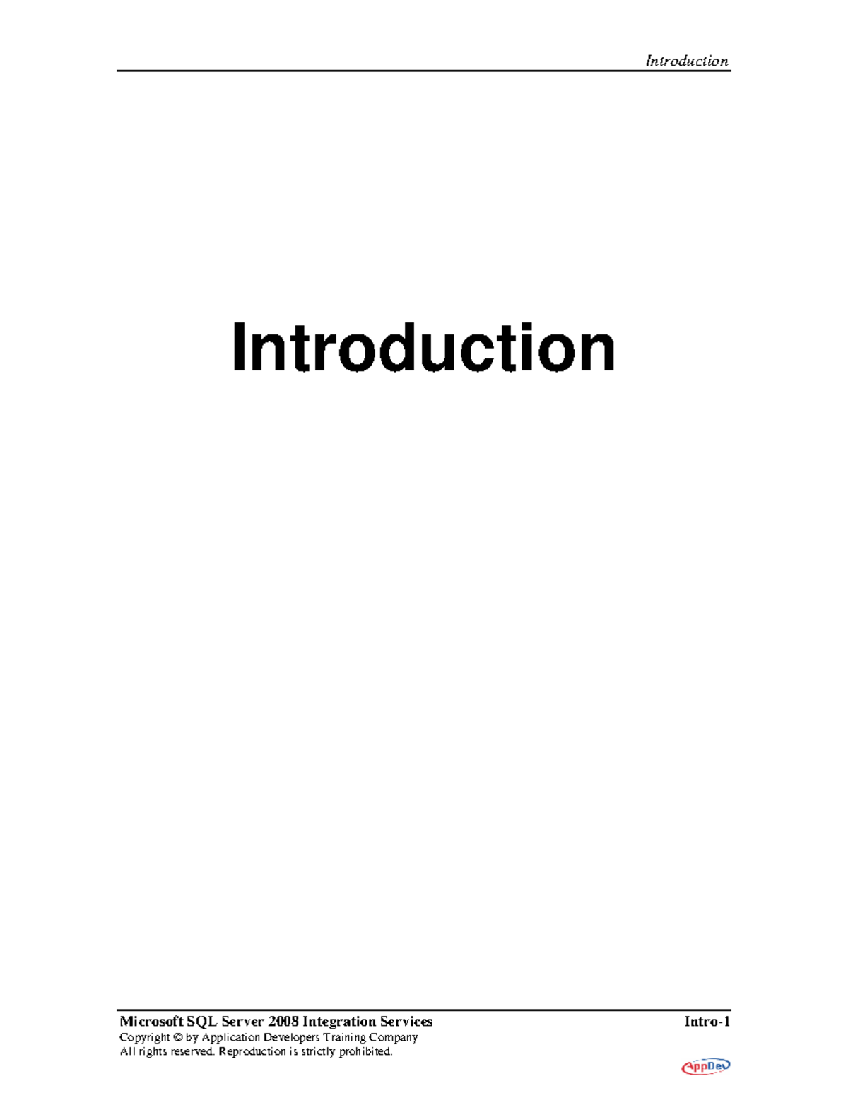 Introduction - Microsoft SQL Server 2008 Integration Services Intro ...
