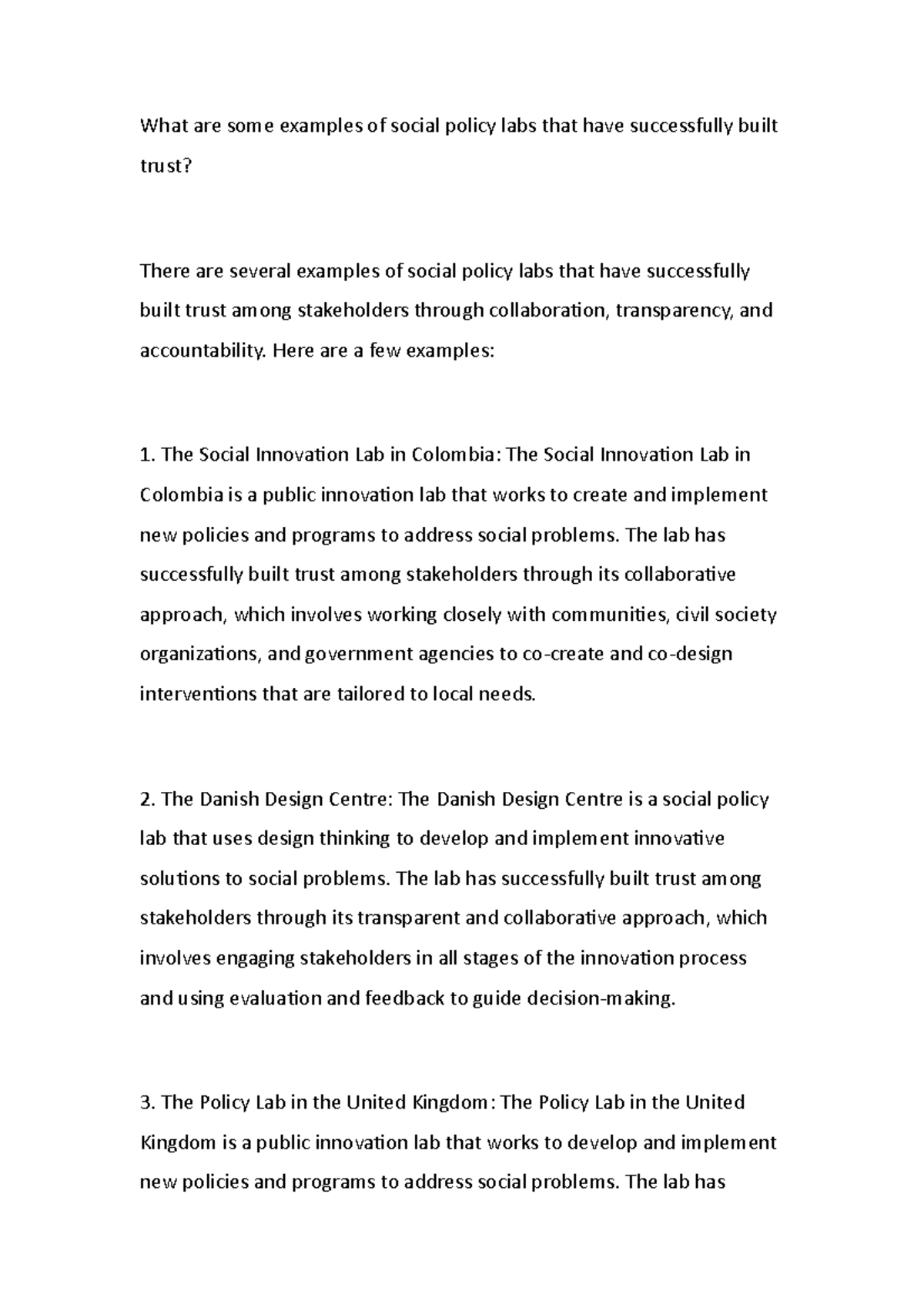 SP-28 - What are some examples of social policy labs that have ...