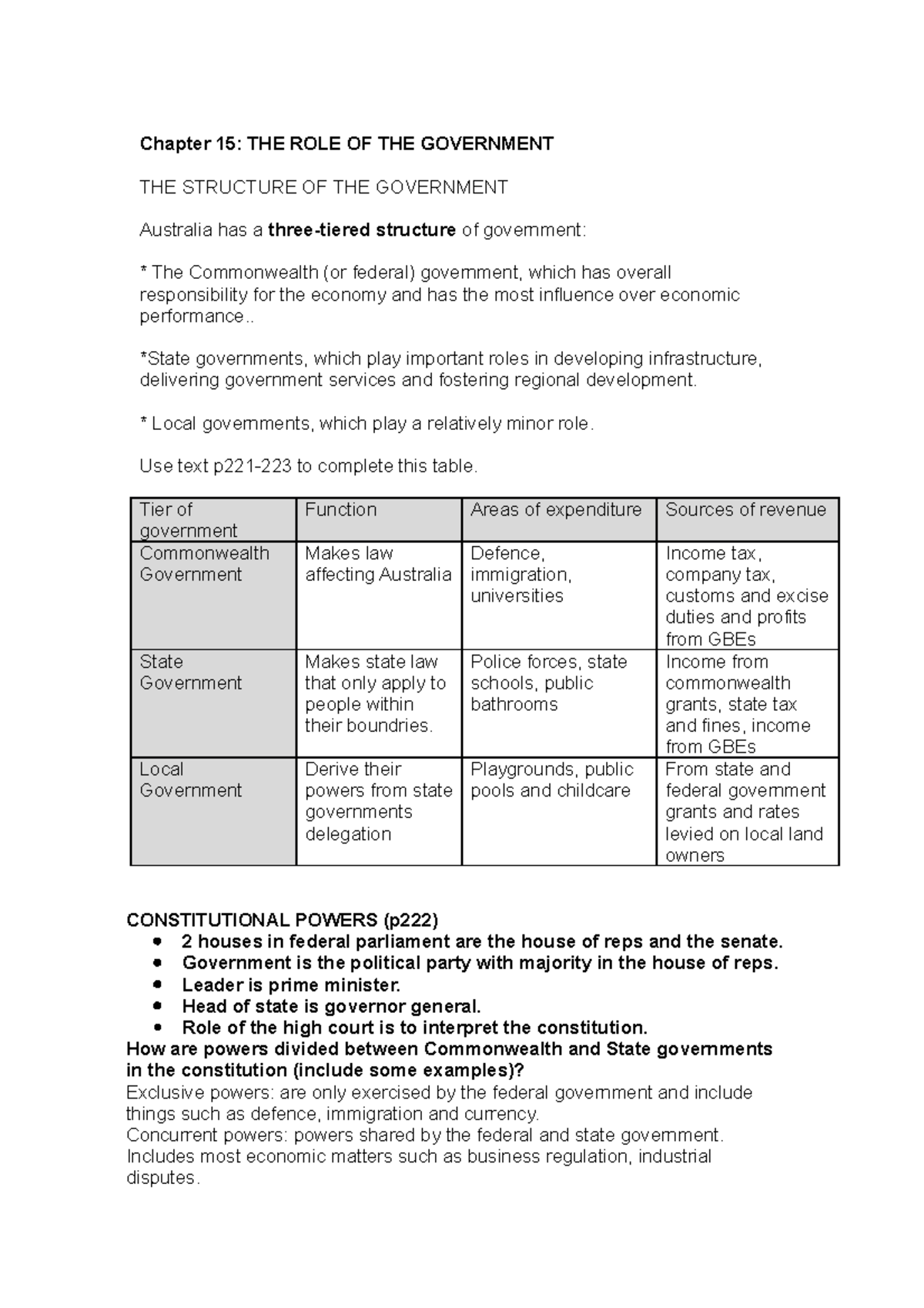 Ch15 THE ROLE OF THE Government - Chapter 15: THE ROLE OF THE ...