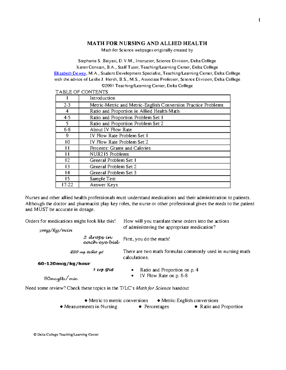 Math problems - MATH FOR NURSING AND ALLIED HEALTH Math for Science ...