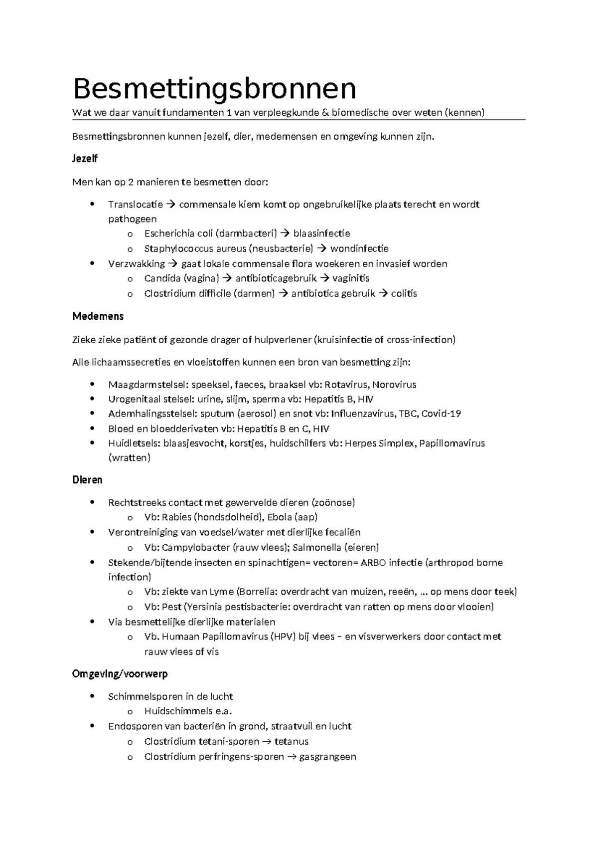 werkcollege 1 fundamenten 1 - Besmettingsbronnen Wat we daar vanuit ...