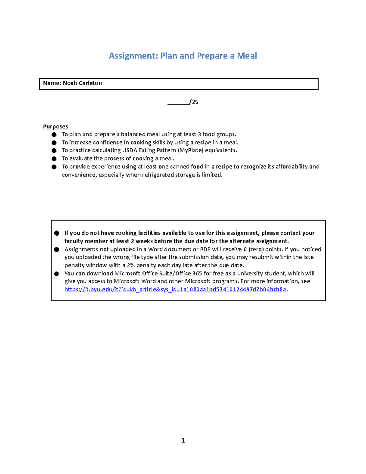 Plan and Prepare a Meal-Student-W23 - Assignment: Plan and Prepare a ...