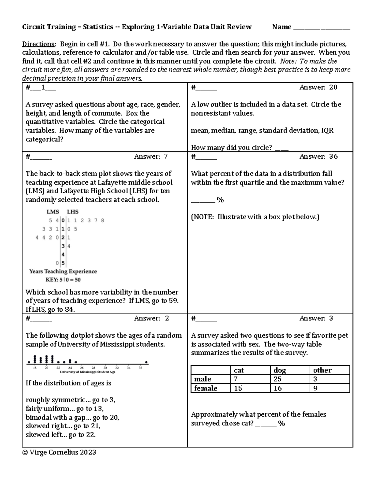 U1D9 Circuit - this is it. - Circuit Training – Statistics - Exploring ...