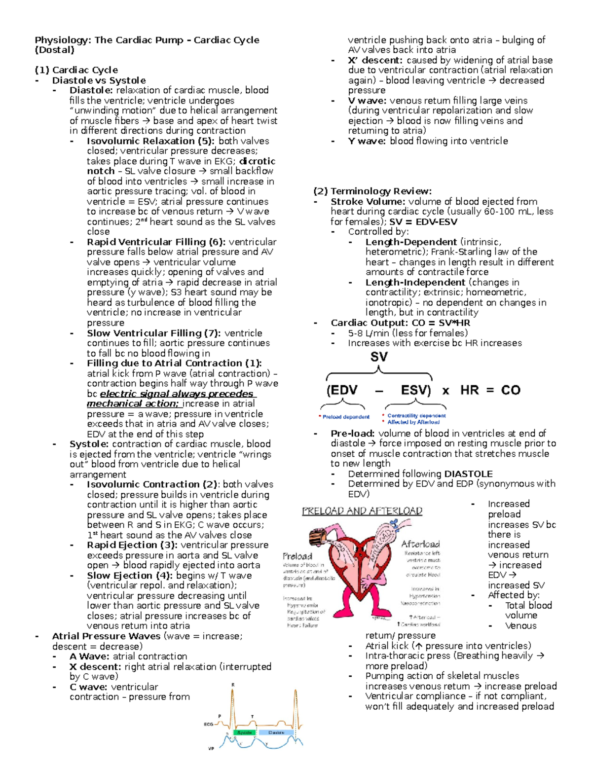 Physiology - The Cardiac Pump – Cardiac Cycle (Dostal) - Physiology ...