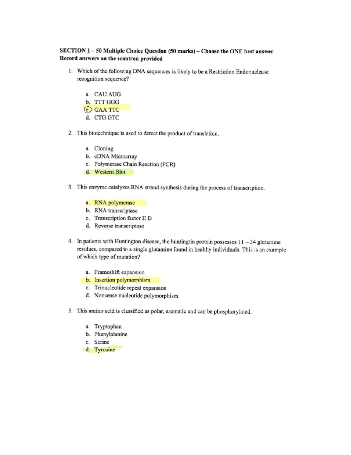 BCHM multiple choice - Bchm 270 - = - Studocu