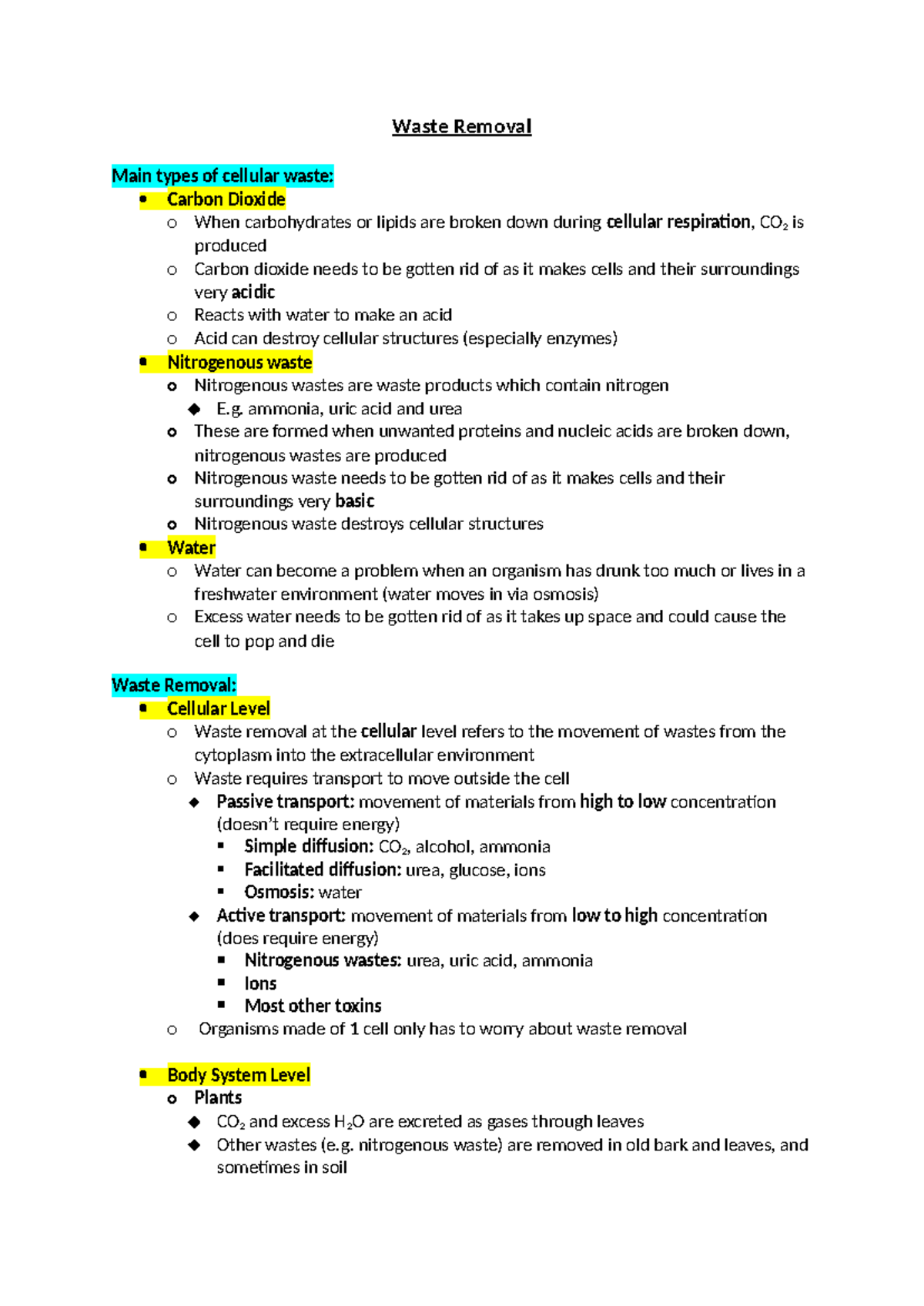 Cell Waste Removal: Mechanisms and Importance - Waste Removal Main ...