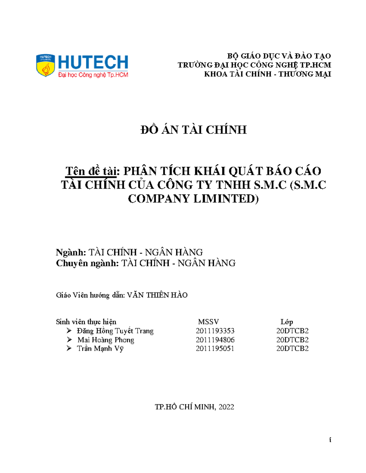 DATC NHOM3 20DTCB2 Vanthienhao 22 - i BỘ GIÁO DỤC VÀ ĐÀO TẠO TRƯỜNG ĐẠI ...