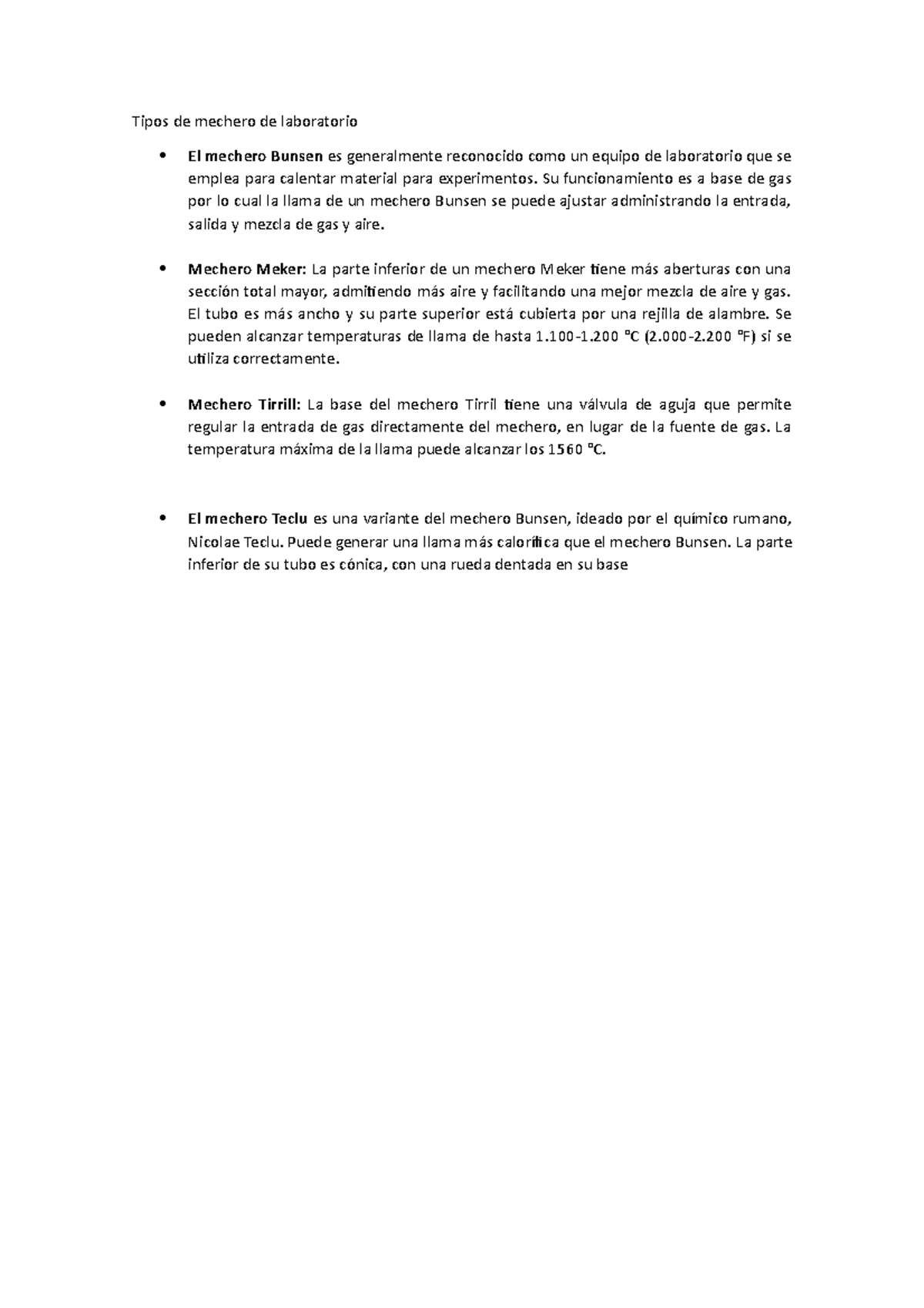 Tipos de mechero de laboratorio - Su funcionamiento es a base de gas ...