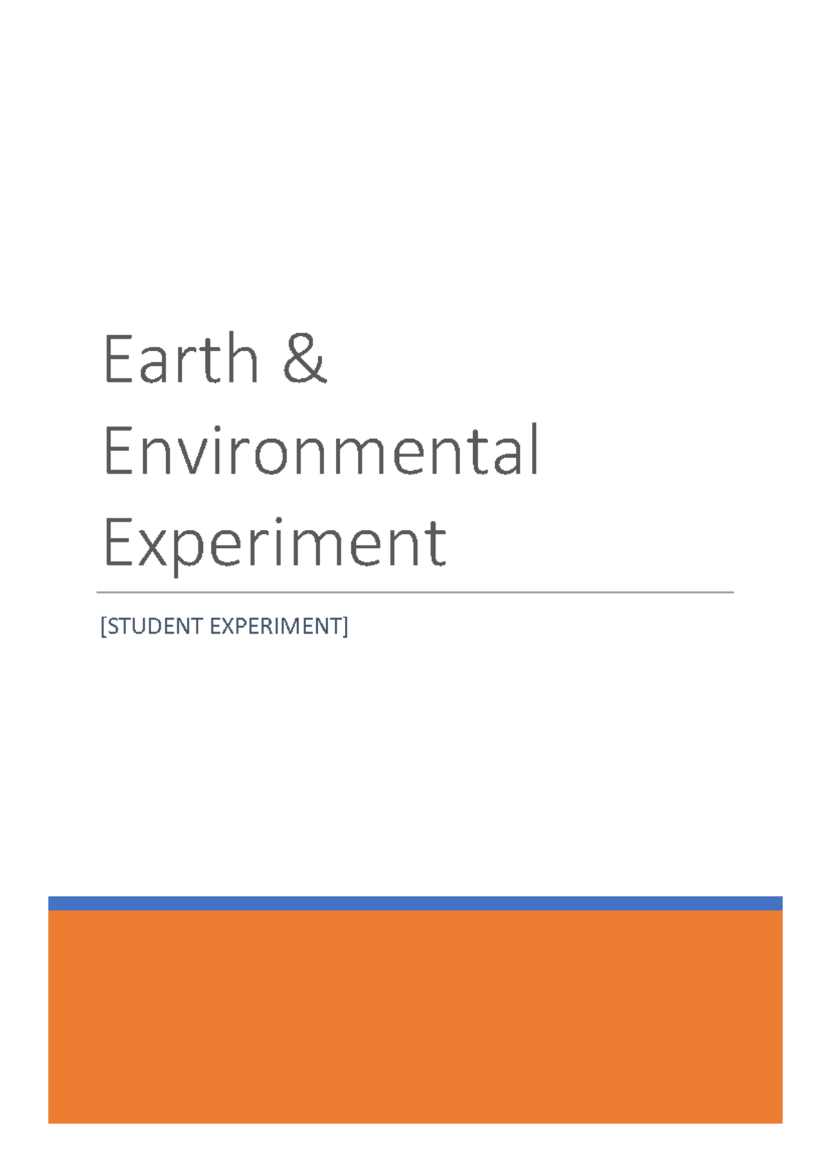 Earth and Environmental Research Investigation - Earth & Environmental ...