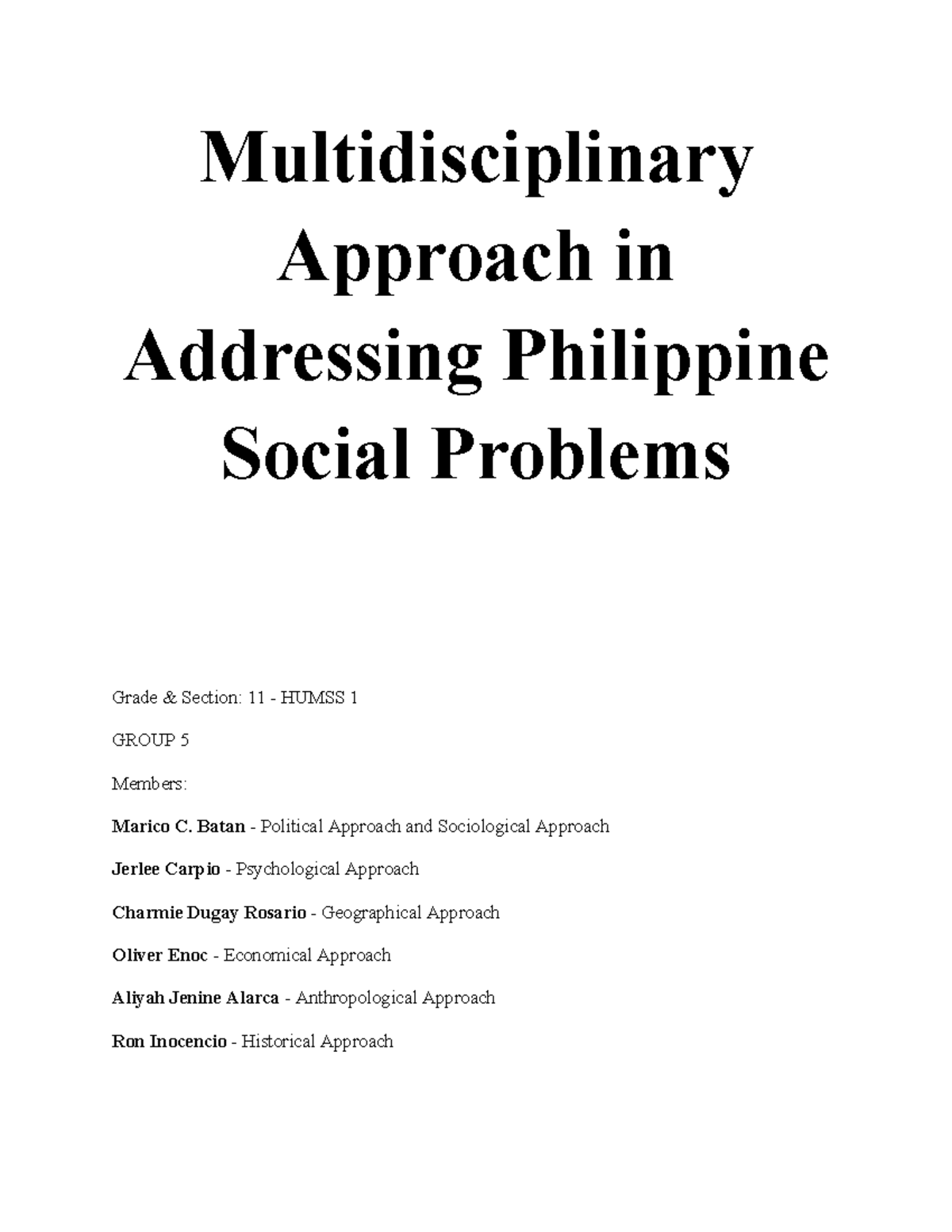 Multidisciplinary Approach in Addressing Philippine Social Problems ...