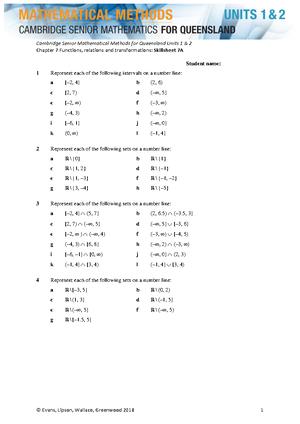 Review - Set Notation, Domain & Range (Practice Questions) - 11 Mathematical Methods Unit 1 ...
