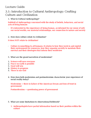 1.1 Intro to Anthropology and Fieldwork Lecture Guide - Introduction to ...