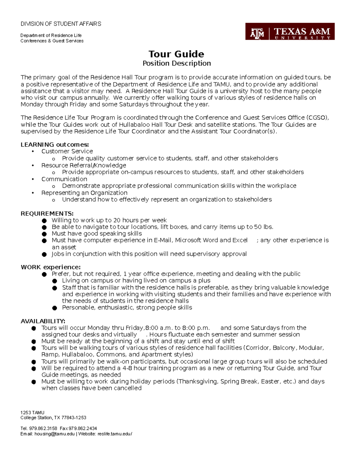 Tour Guide - Stuff - Department of Residence Life Conferences & Guest ...