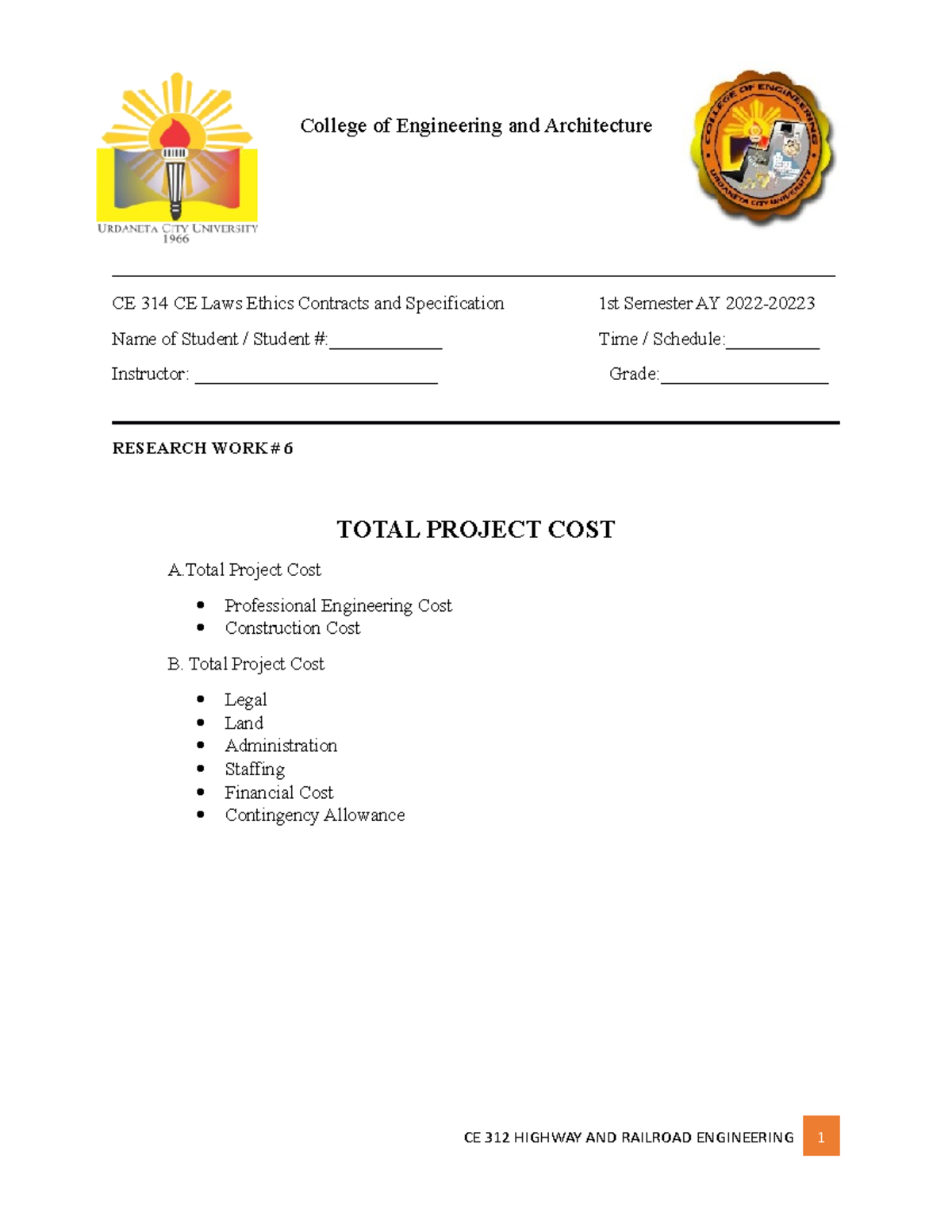 Total Project COST College Of Engineering And Architecture Studocu total-project-cost-college-of-engineering-and-architecture-studocu