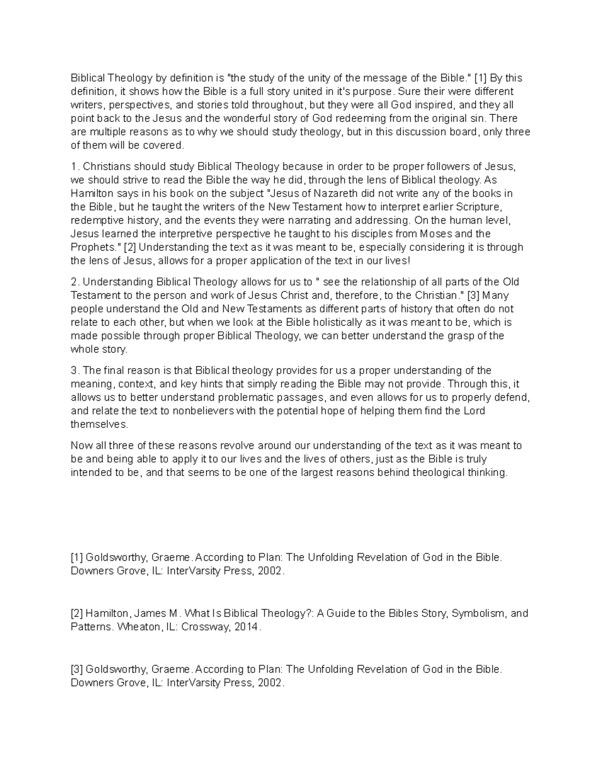 DB 1 - This was the answer to the first discussion board - Biblical ...