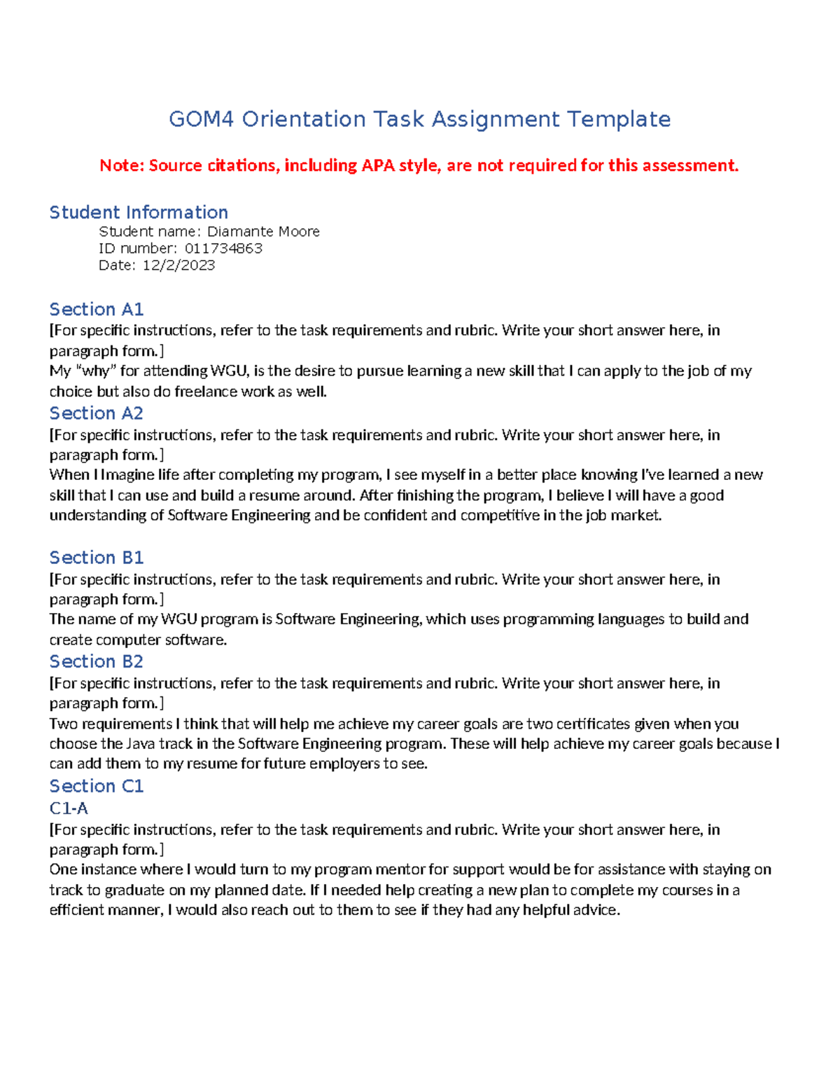 Orientation Task Template - GOM4 Orientation Task Assignment Template Note: Source citations ...