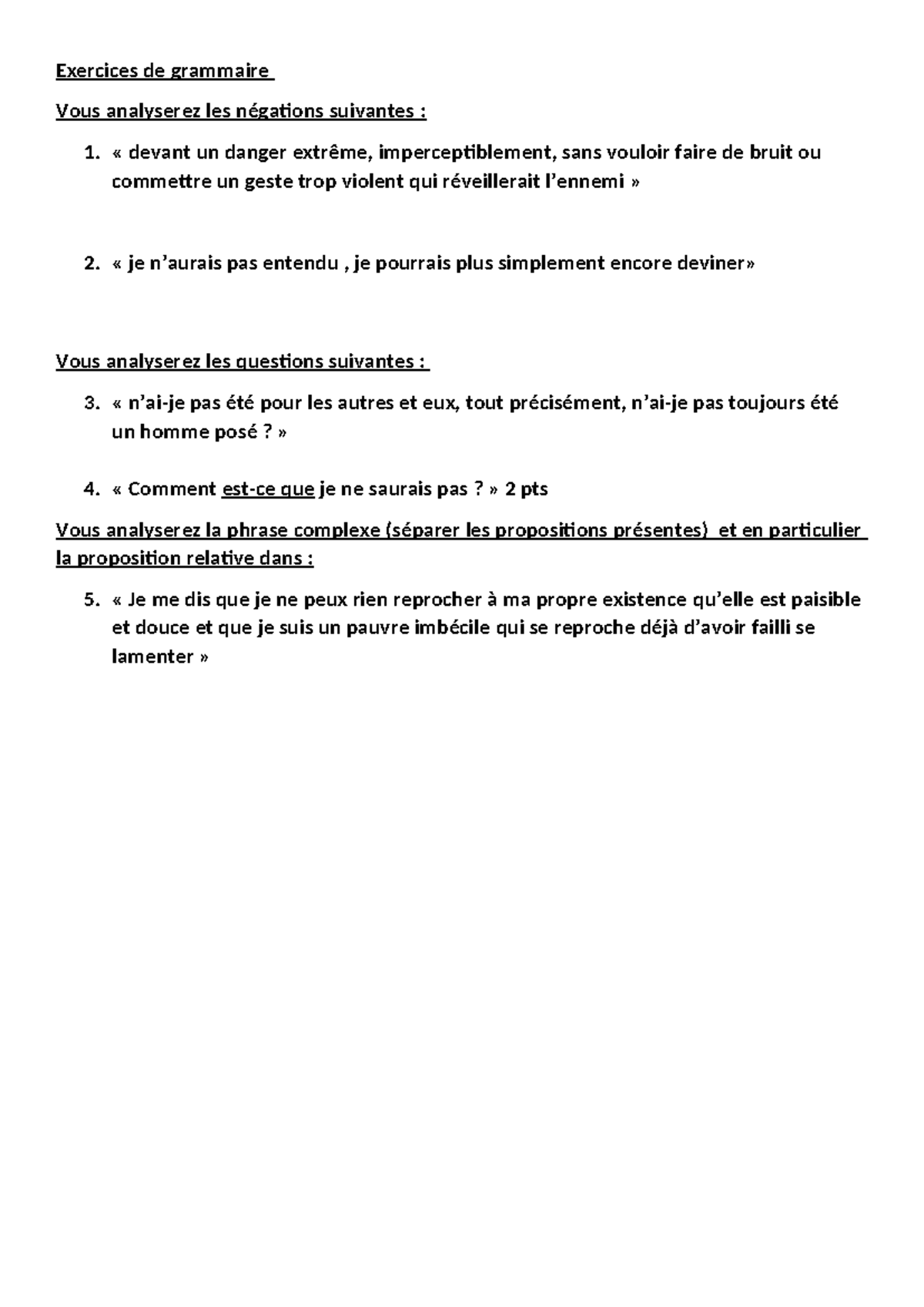 Exercices de grammaire 1 A 1 G pour la rentrée - Exercices de grammaire ...