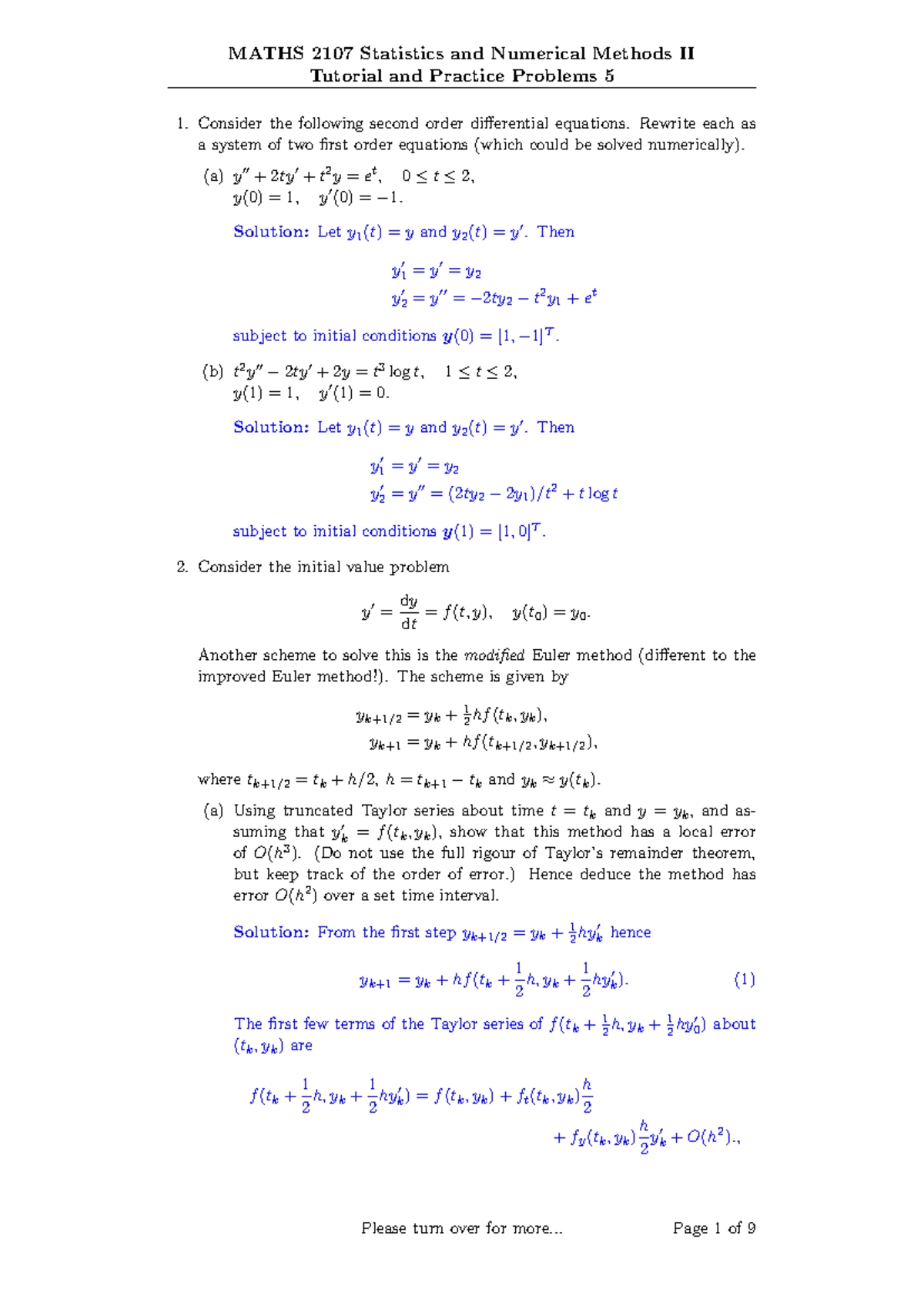 SNMT5S - solutions - MATHS 2107 Statistics and Numerical Methods II Tutorial and Practice ...