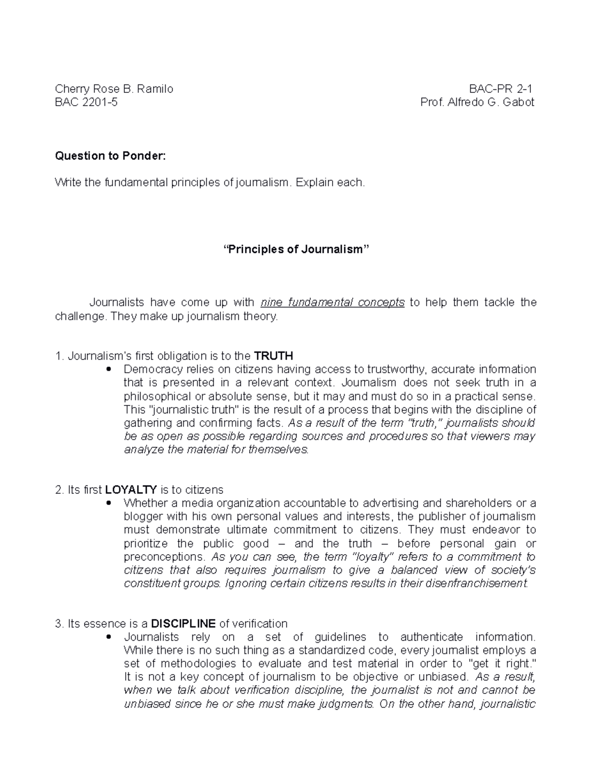 Principles of Journalism. Anything you want to know about. - Cherry ...