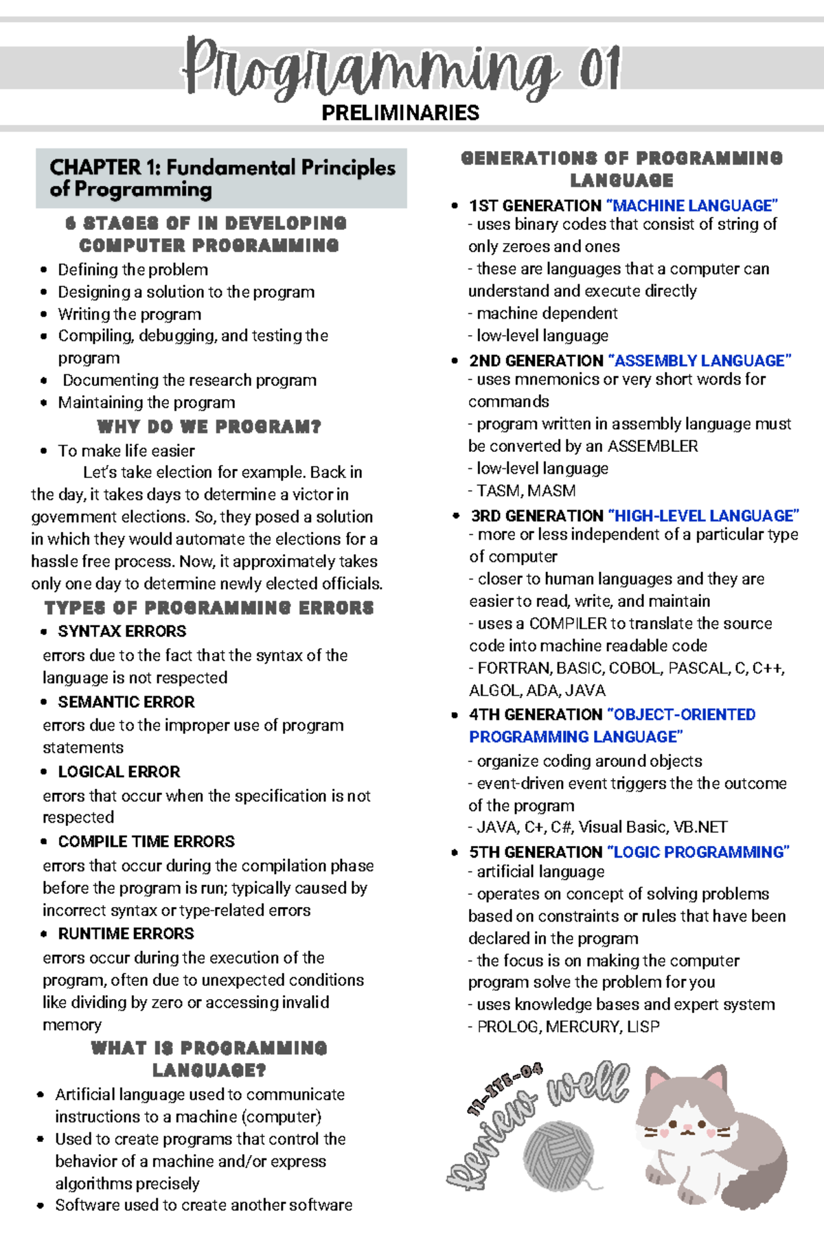 Programming 01 Preliminaries Reviewer - Programming 01Programming 01 ...